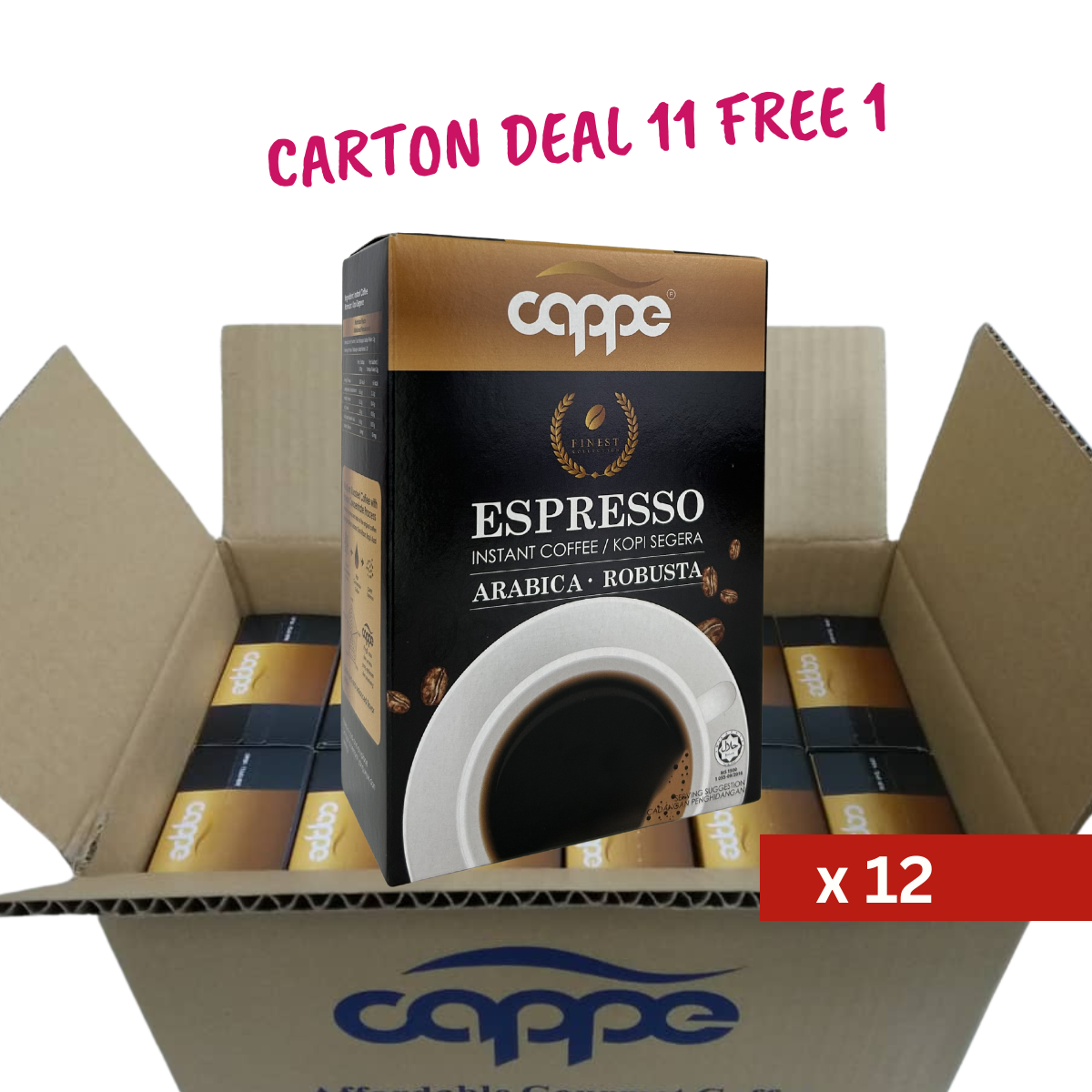 CAPPE ESPRESSO Instant Coffee – Carton (12 Boxes) – Cappe